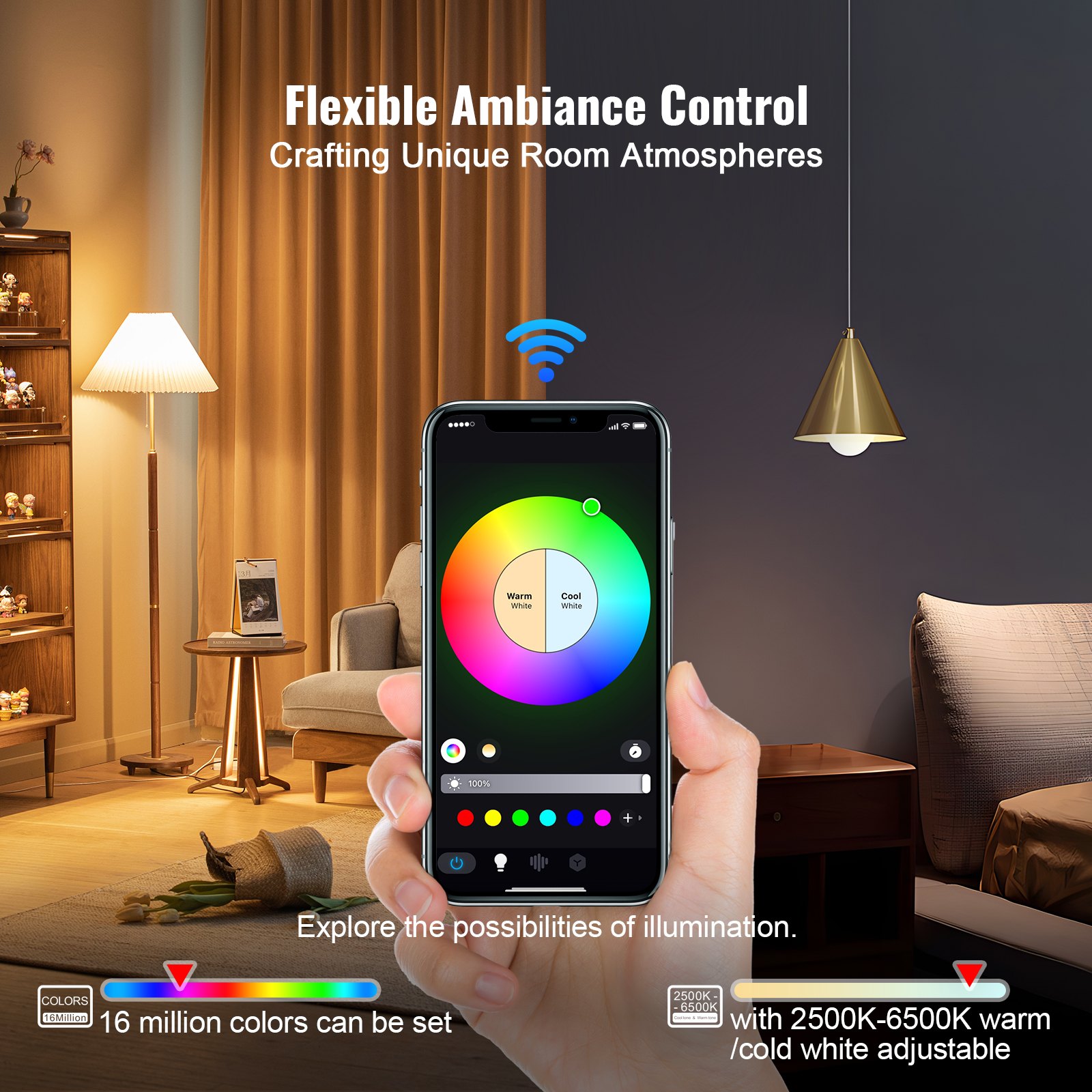 VEVOR Smart Light Bulbs, 4-Pack, 9W Multicolor LED Bulbs, 800 Lumens ...
