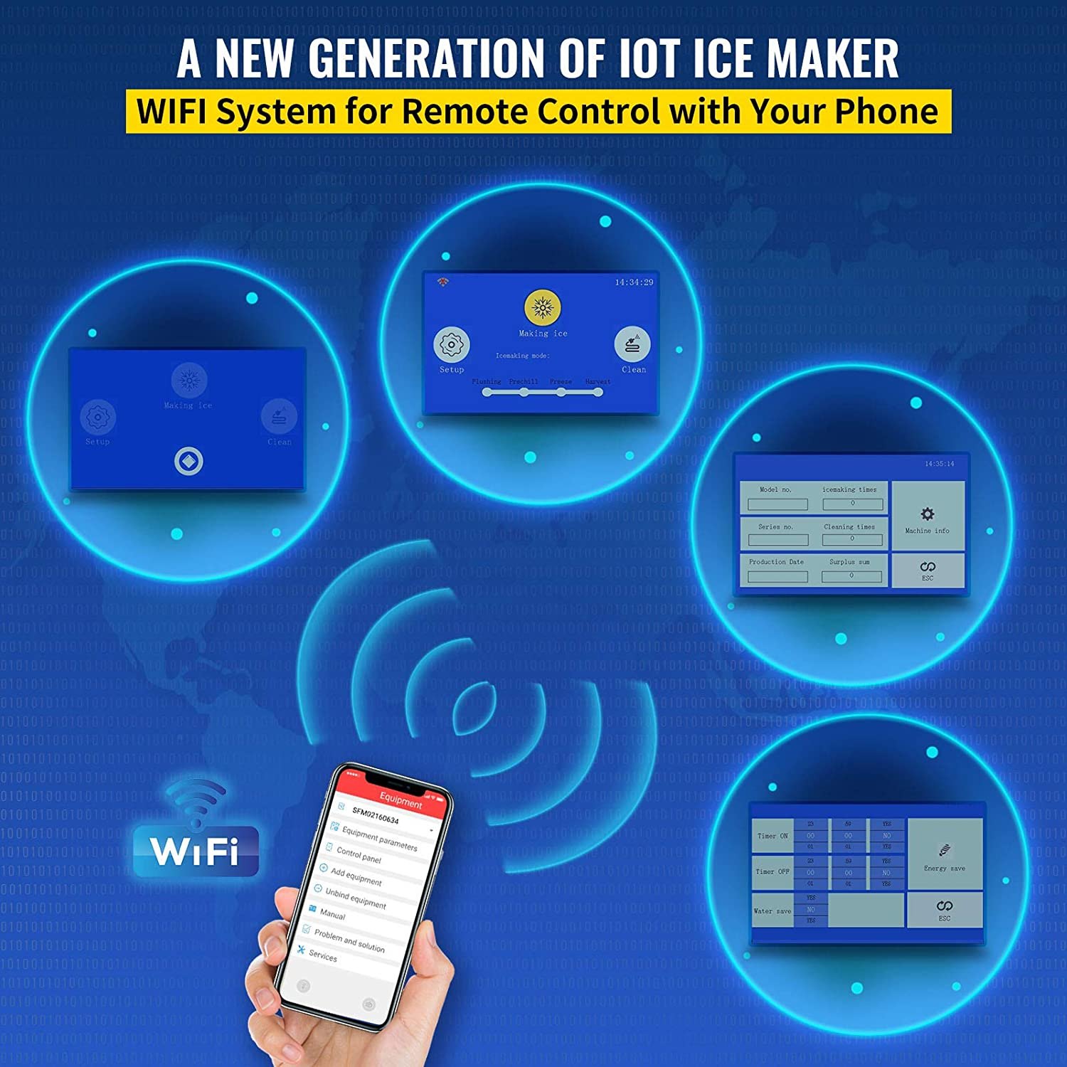 VEVOR Commercial Ice Maker Machine, WiFi Control 265LBS/24H 121LBS ...