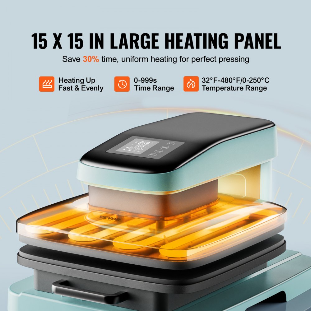 VEVOR Auto Heat Press Machine for T Shirts, 15 x 15 in Heating Panel ...