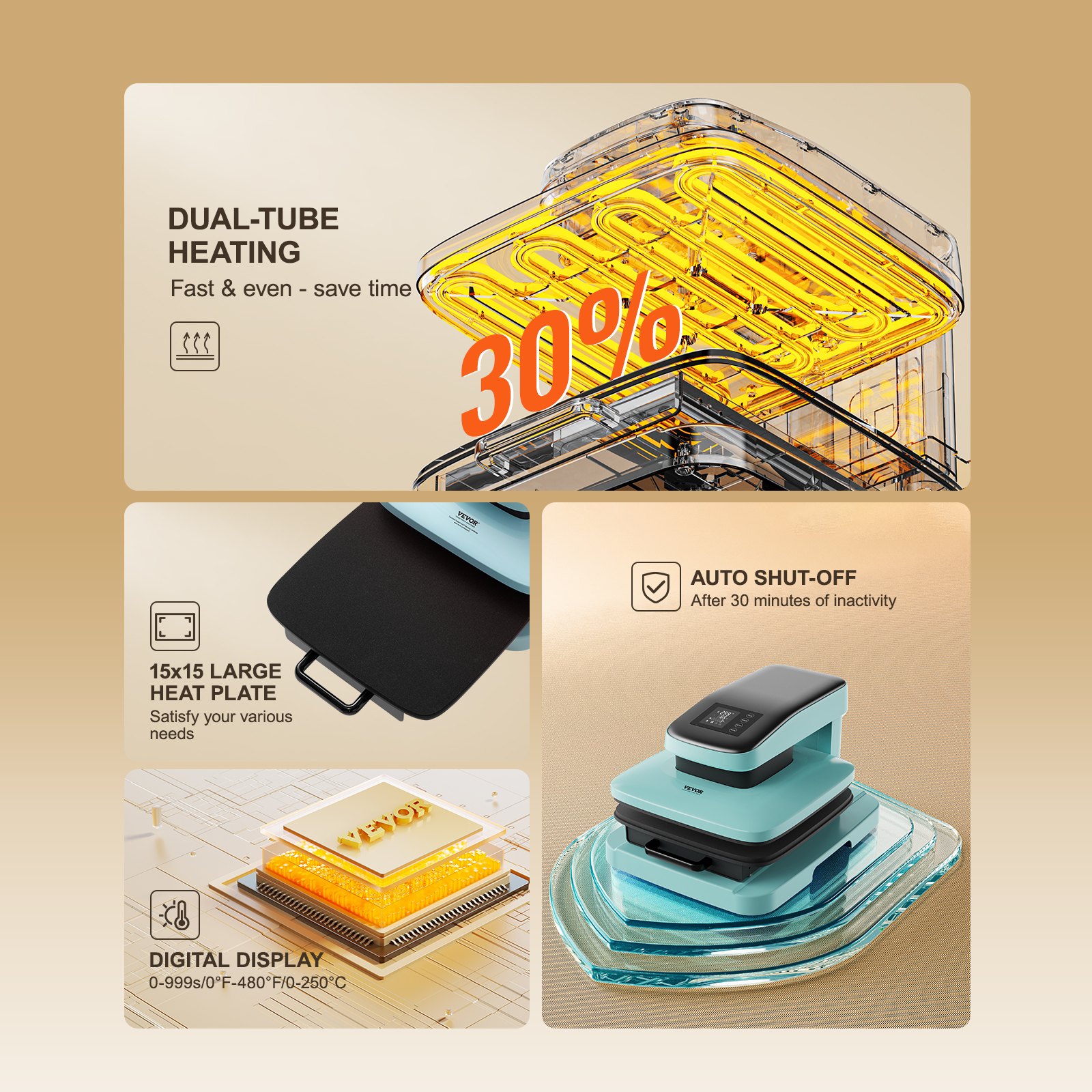 VEVOR Auto Heat Press Machine, 15 x 15 in Smart T Shirt Press Machine ...