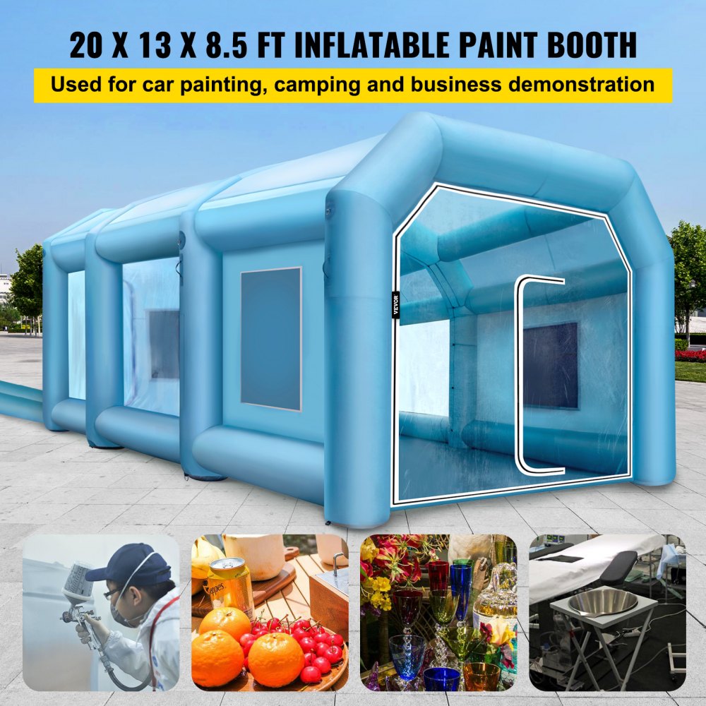 VEVOR Inflatable Paint Booth, 19.69x13.12x8.53 ft Spray Paint Booth ...