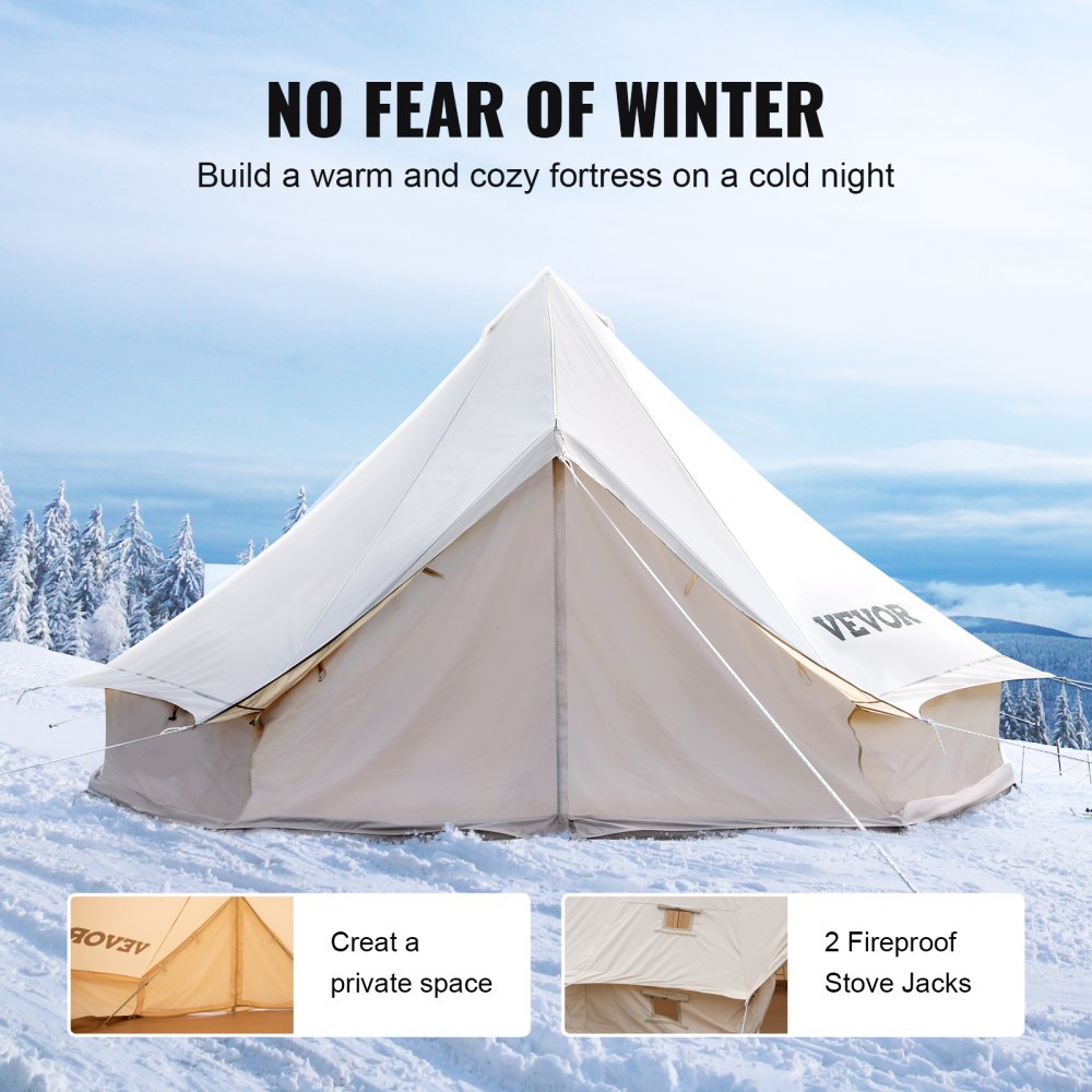 VEVOR 3-5 Person Canvas Glamping Bell Tent, Breathable Waterproof Yurt ...