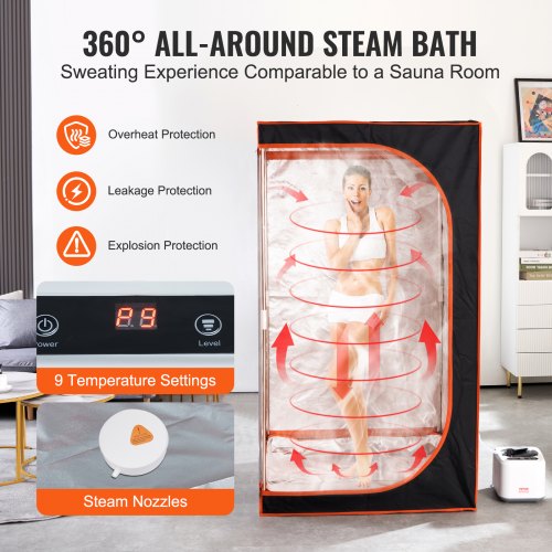 VEVOR Portable Steam Sauna Tent Full Size, 1000W Personal Sauna Blanket ...