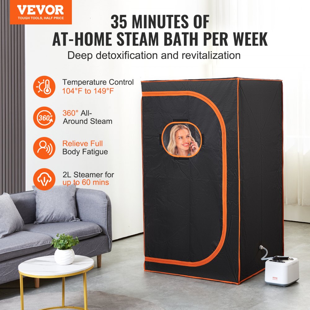 VEVOR Portable Steam Sauna Tent Full Size, 1000W Personal Sauna Blanket ...