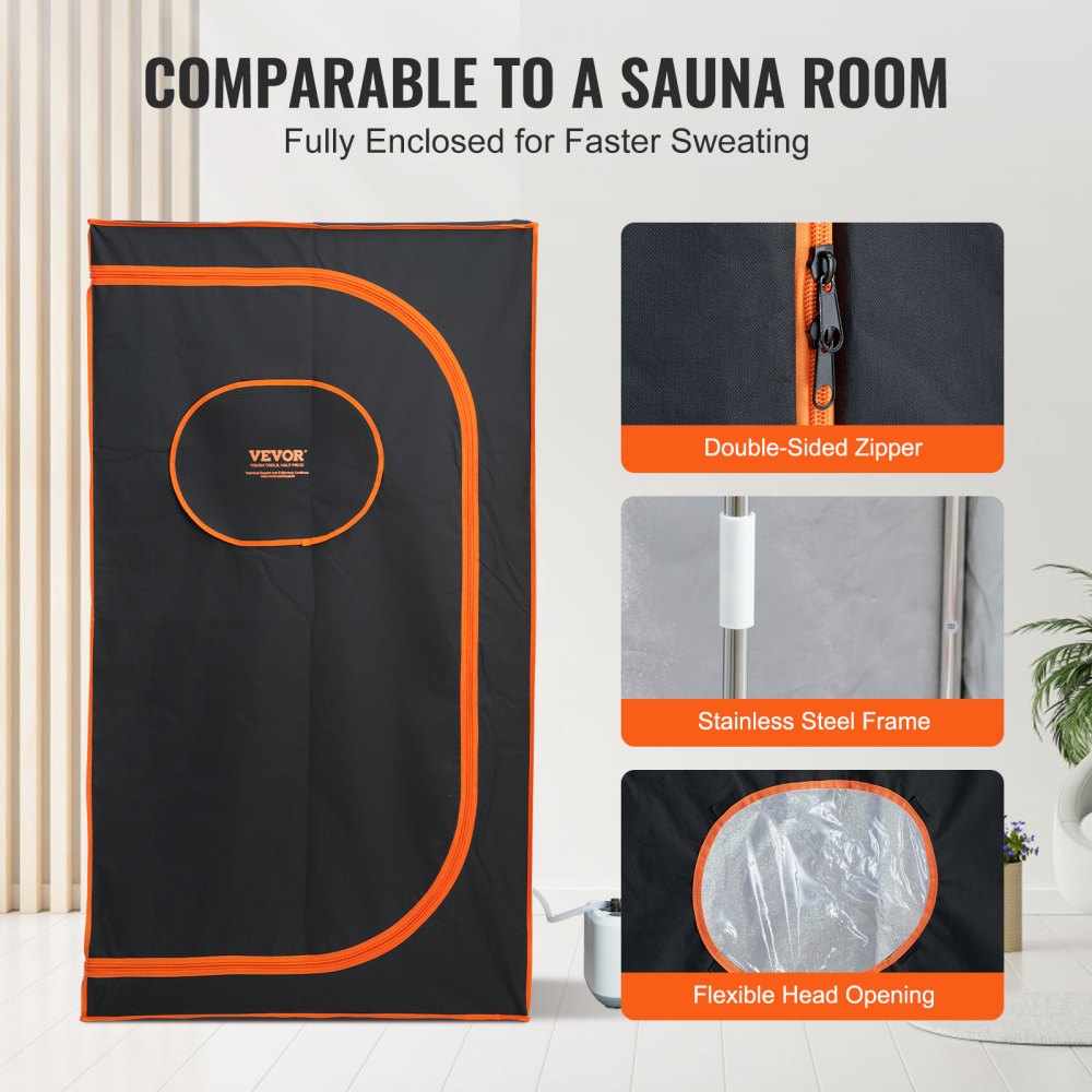 VEVOR Portable Steam Sauna Tent Full Size, 1000W Personal Sauna Blanket ...