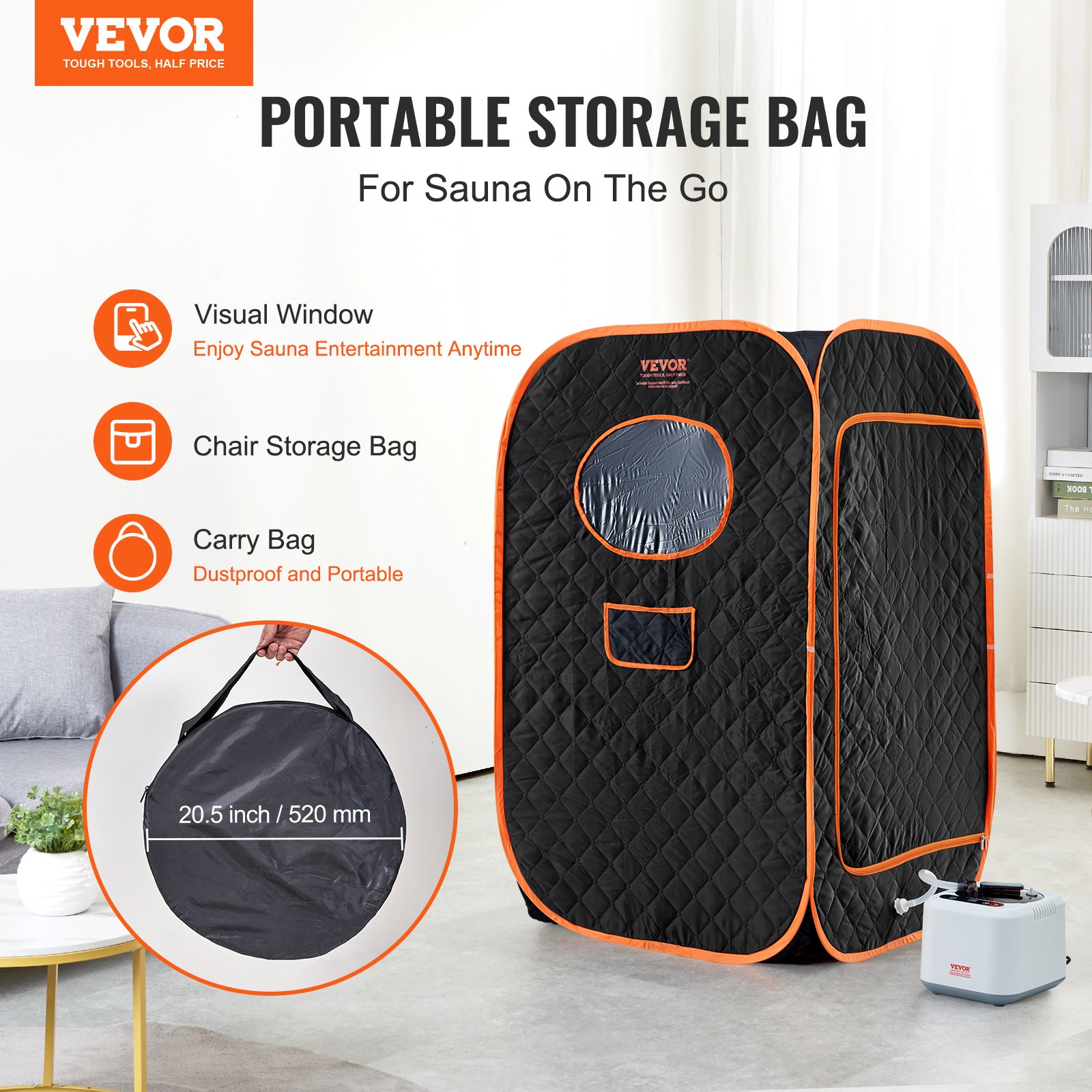 VEVOR Compact Portable Steam Sauna Tent, 1000 Watt Sauna Blanket with ...
