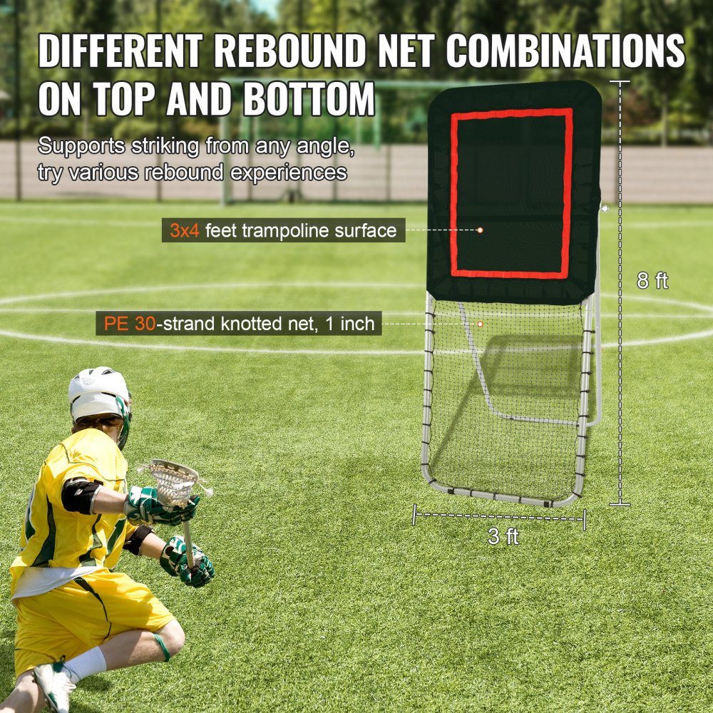 VEVOR Folding Lacrosse Rebounder for Backyard, 3x8 Ft Volleyball Bounce ...