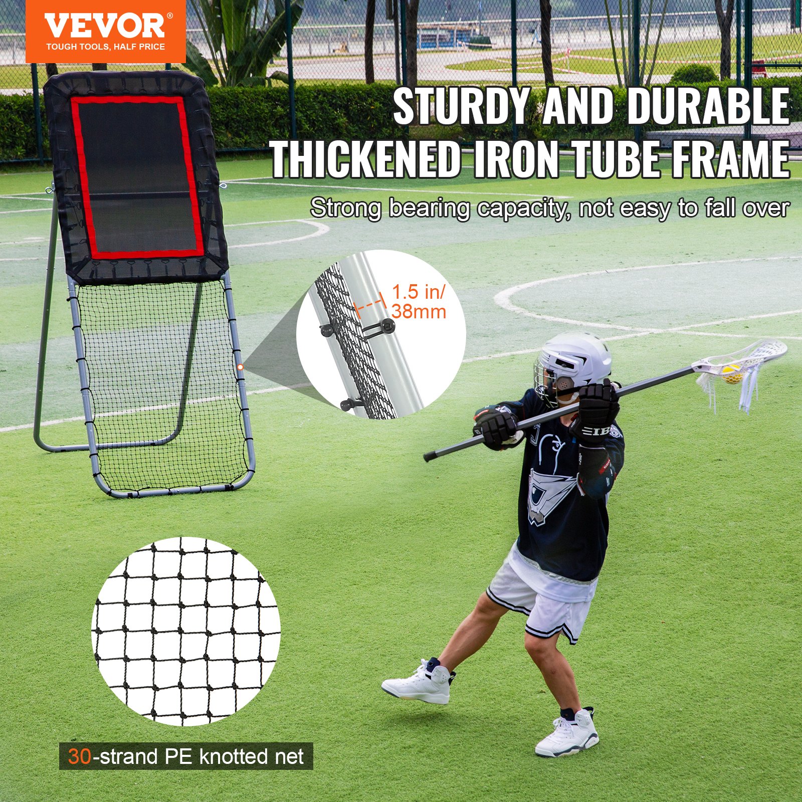 VEVOR Folding Lacrosse Rebounder for Backyard, 3x8 Ft Volleyball Bounce ...
