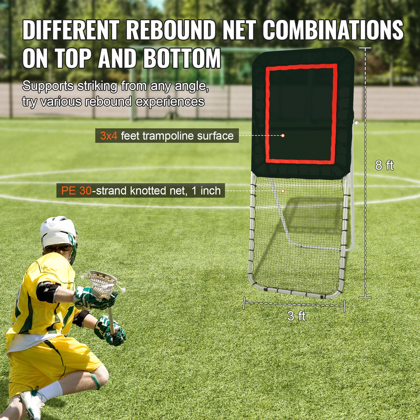 VEVOR Folding Lacrosse Rebounder for Backyard, 3x8 Ft Volleyball Bounce ...