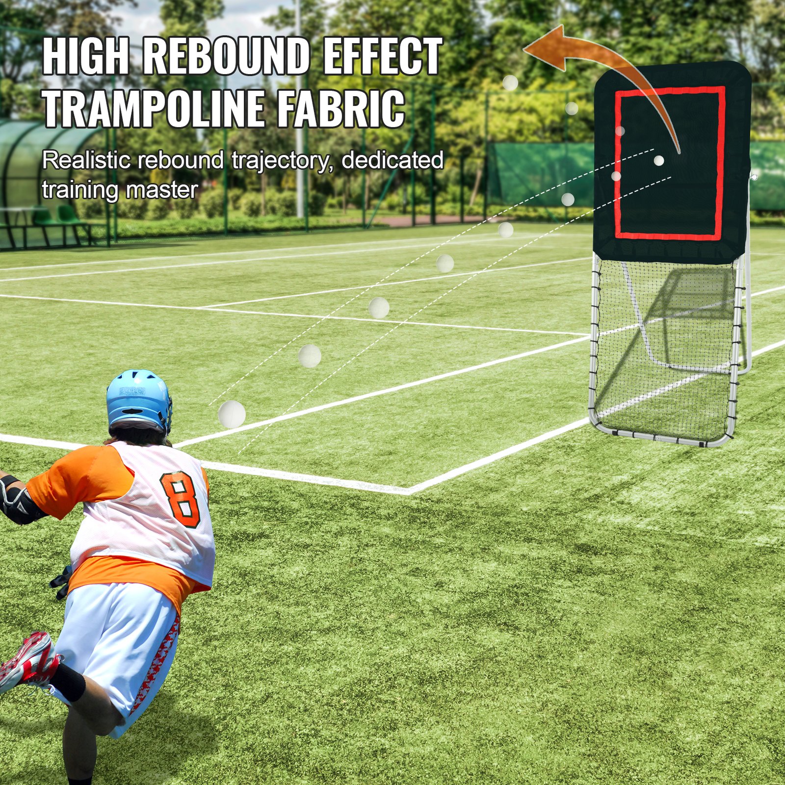 VEVOR Folding Lacrosse Rebounder for Backyard, 3x8 Ft Volleyball Bounce ...