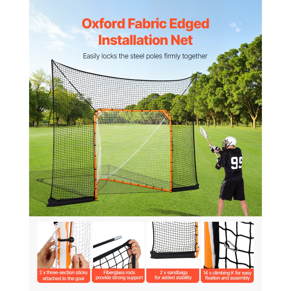 VEVOR Lacrosse Net Backstop – 12x9ft Size, 6x6ft Goals