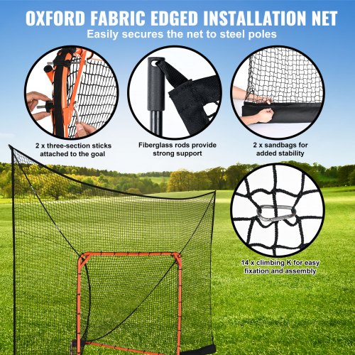 VEVOR Hockey and Lacrosse Goal Backstop with Extended Coverage, 12' x 9 ...