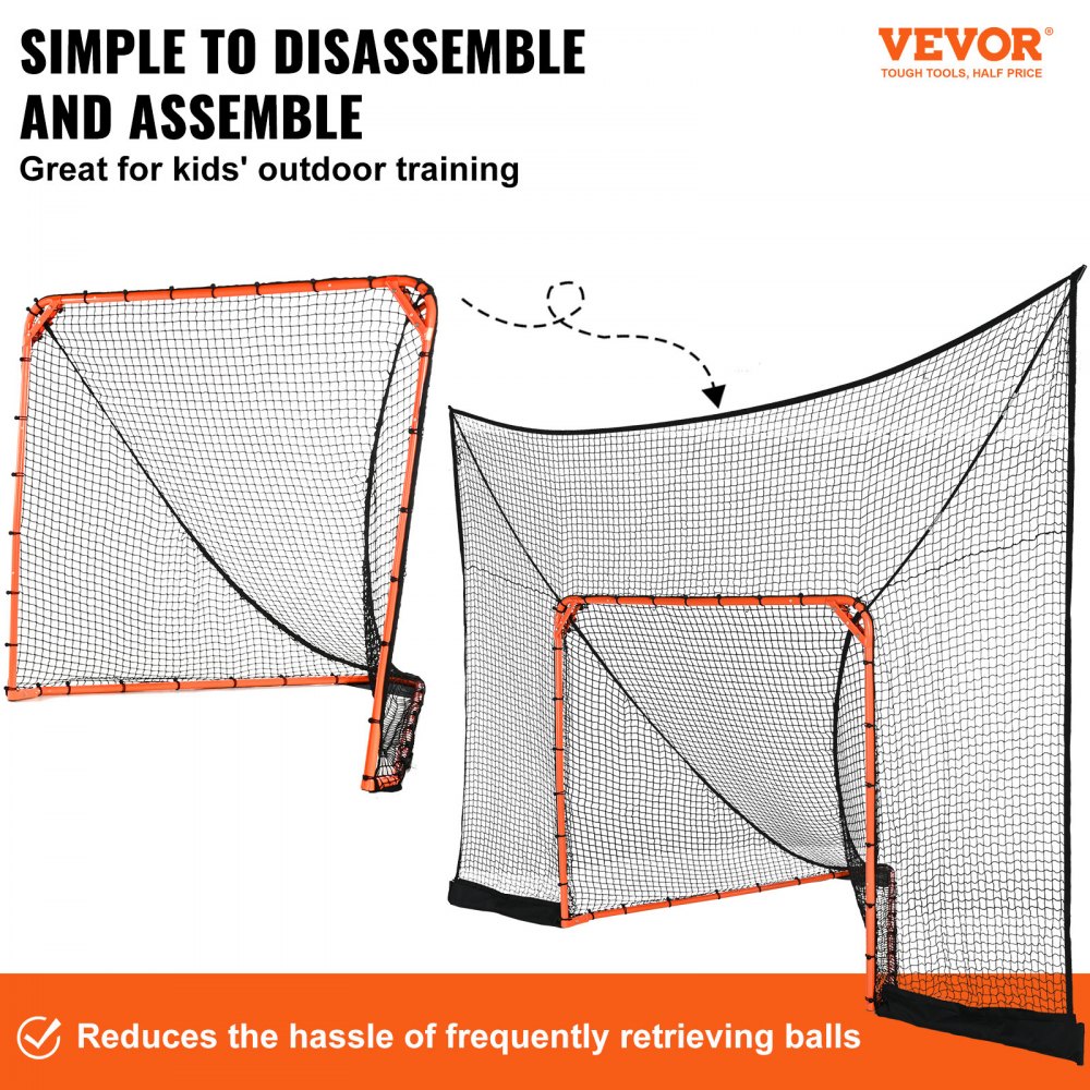VEVOR Hockey and Lacrosse Goal Backstop with Extended Coverage, 12' x 9 ...