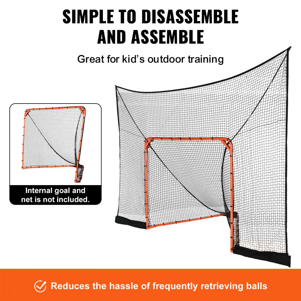 VEVOR Hockey and Lacrosse Goal Backstop with Extended Coverage, 12' x 9 ...