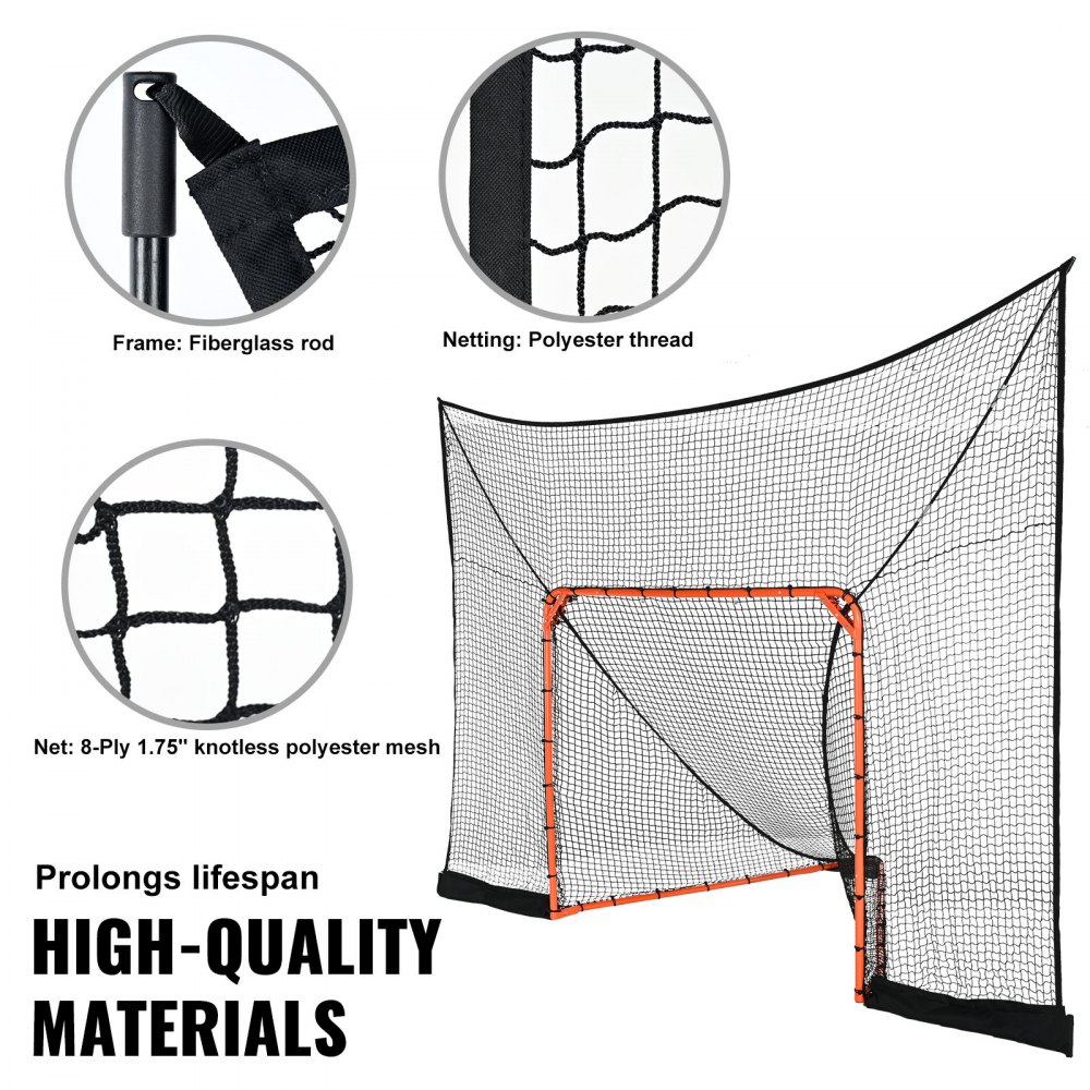 VEVOR Hockey and Lacrosse Goal Backstop with Extended Coverage, 12' x 9 ...