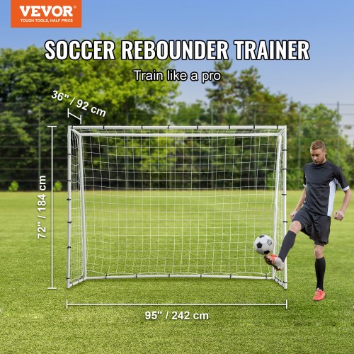 VEVOR Soccer Rebound Trainer, 8x6FT Iron Soccer Training Equipment ...