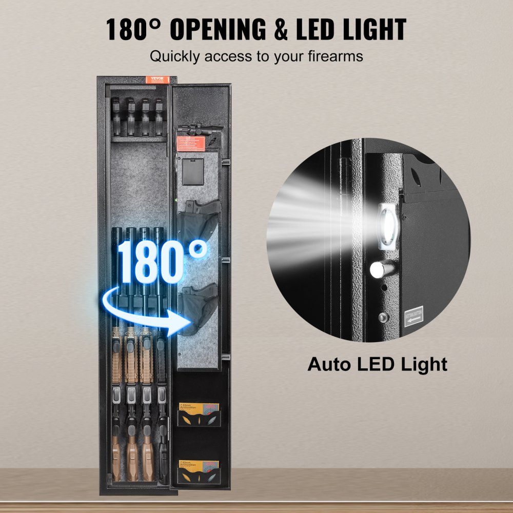 VEVOR 3 Rifles Gun Safe, Rifle Safe with Lock & Digital Keypad, Quick ...