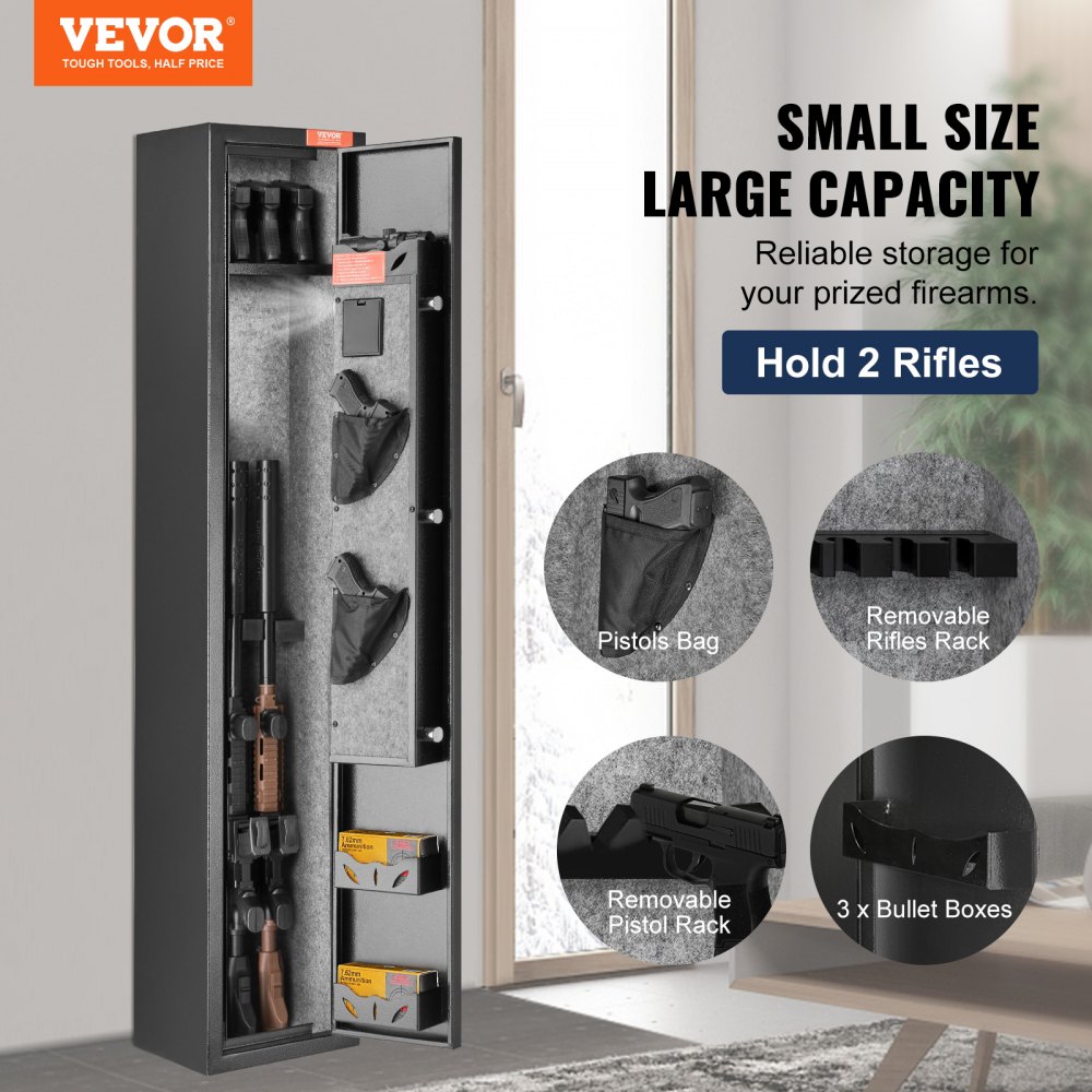 VEVOR 3 Rifles Gun Safe, Rifle Safe with Lock & Digital Keypad, Quick ...