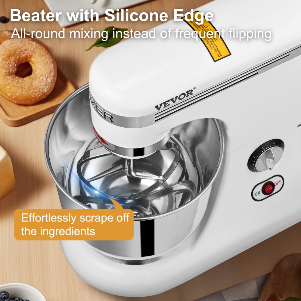 VEVOR 600W Stand Mixer 11-Speed Tilt-Head Dough Mixer 7.4 Qt Bowl 3 ...