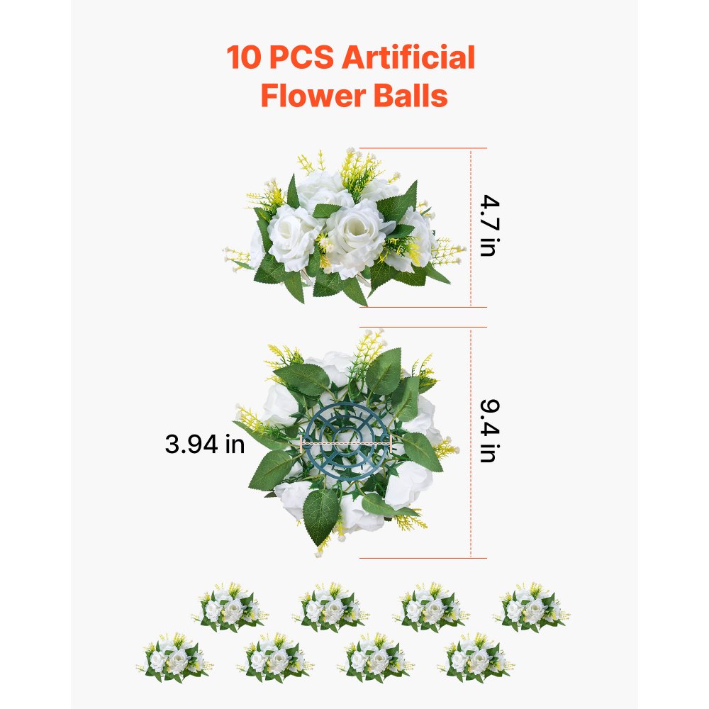 VEVOR Flower Balls Arrangement Bouquet – 9.5", 10 PCS Set