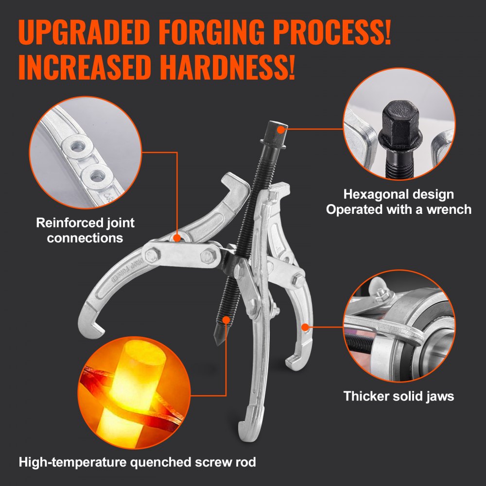 VEVOR Gear Puller Set, 3" 4" 6" 8" Puller Kit, 3 Jaw Gear Bearing ...