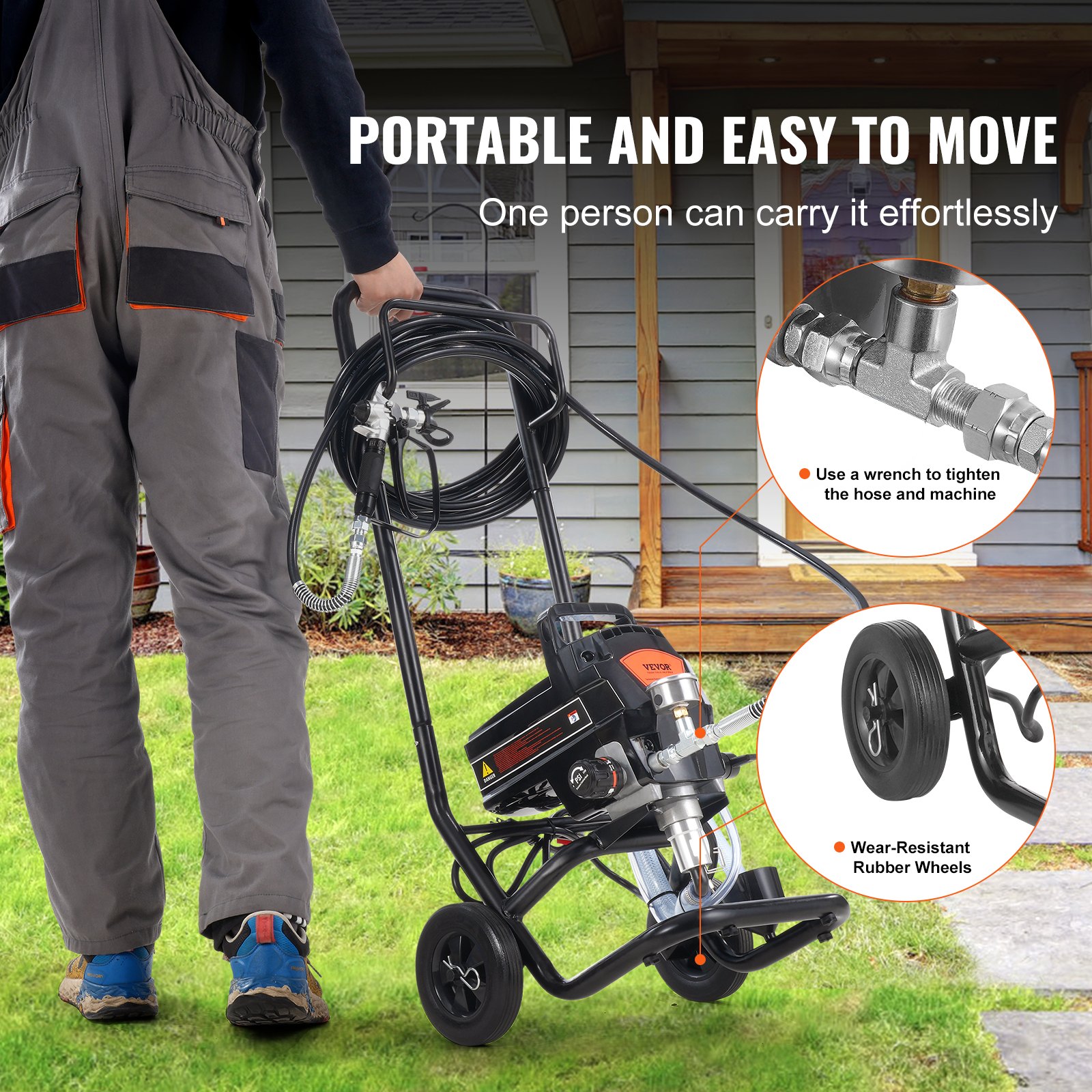 VEVOR Stand Airless Paint Sprayer, 950W 3000PSI High Efficiency ...