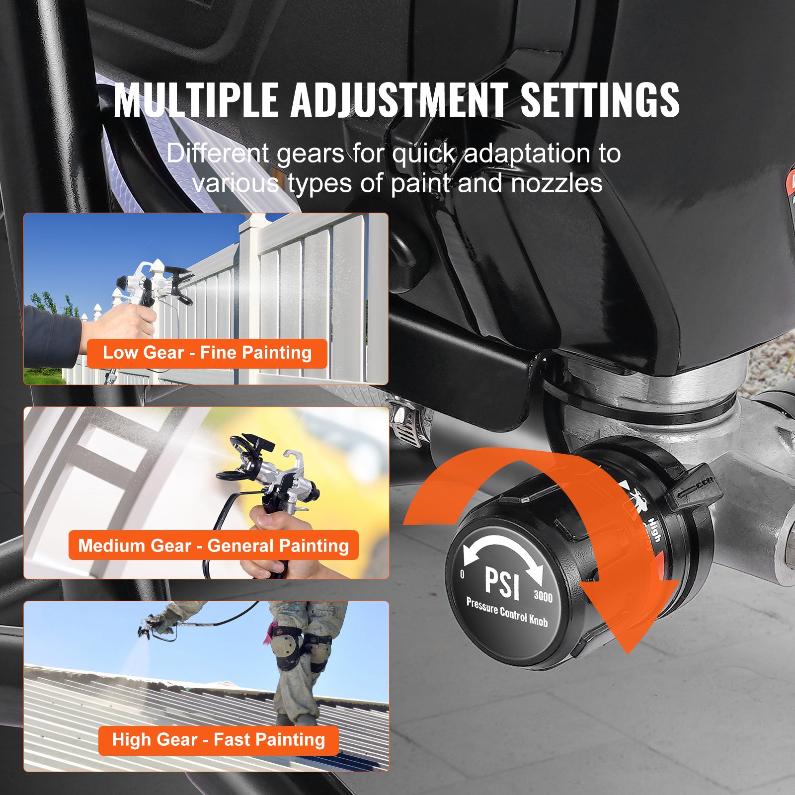 VEVOR Stand Airless Paint Sprayer, 3000PSI 750W Efficient Electric Airless Sprayer,for Home ...