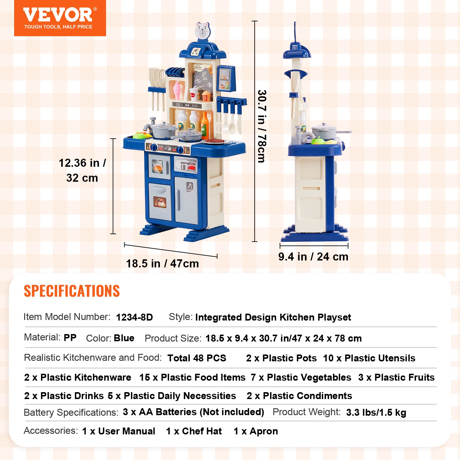 VEVOR Kids Kitchen Playset, Toddler Kitchen with Cooking Stove with ...