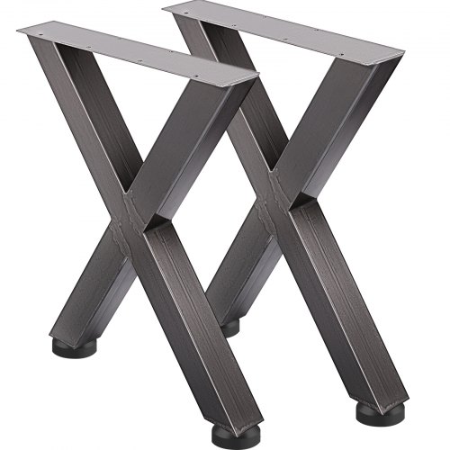 VEVOR Set of 2 Iron Table Legs 28 Height 24 Wide Dining Table Legs Heavy Duty 3.1 Square Box Section X Frame Table Legs 28x24x3.1 Inch Black Industrial Country Style Metal Dining Legs