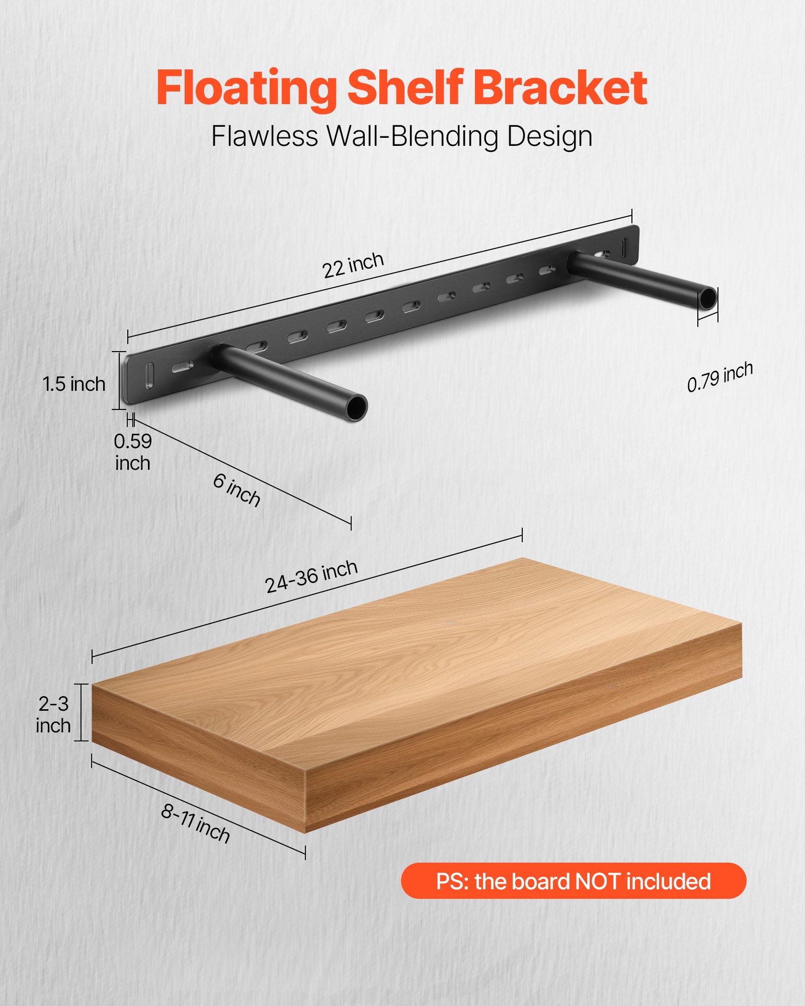 VEVOR Floating Shelf Concealed Brackets - 22 Inch,150 Lbs