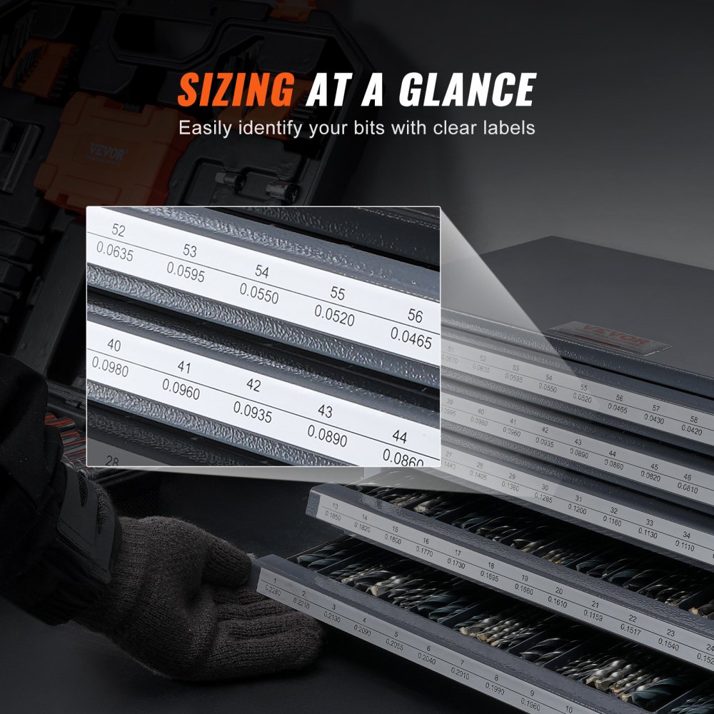 VEVOR Drill Bit Dispenser Cabinet, Five-Drawer Drill Bit Organizer ...