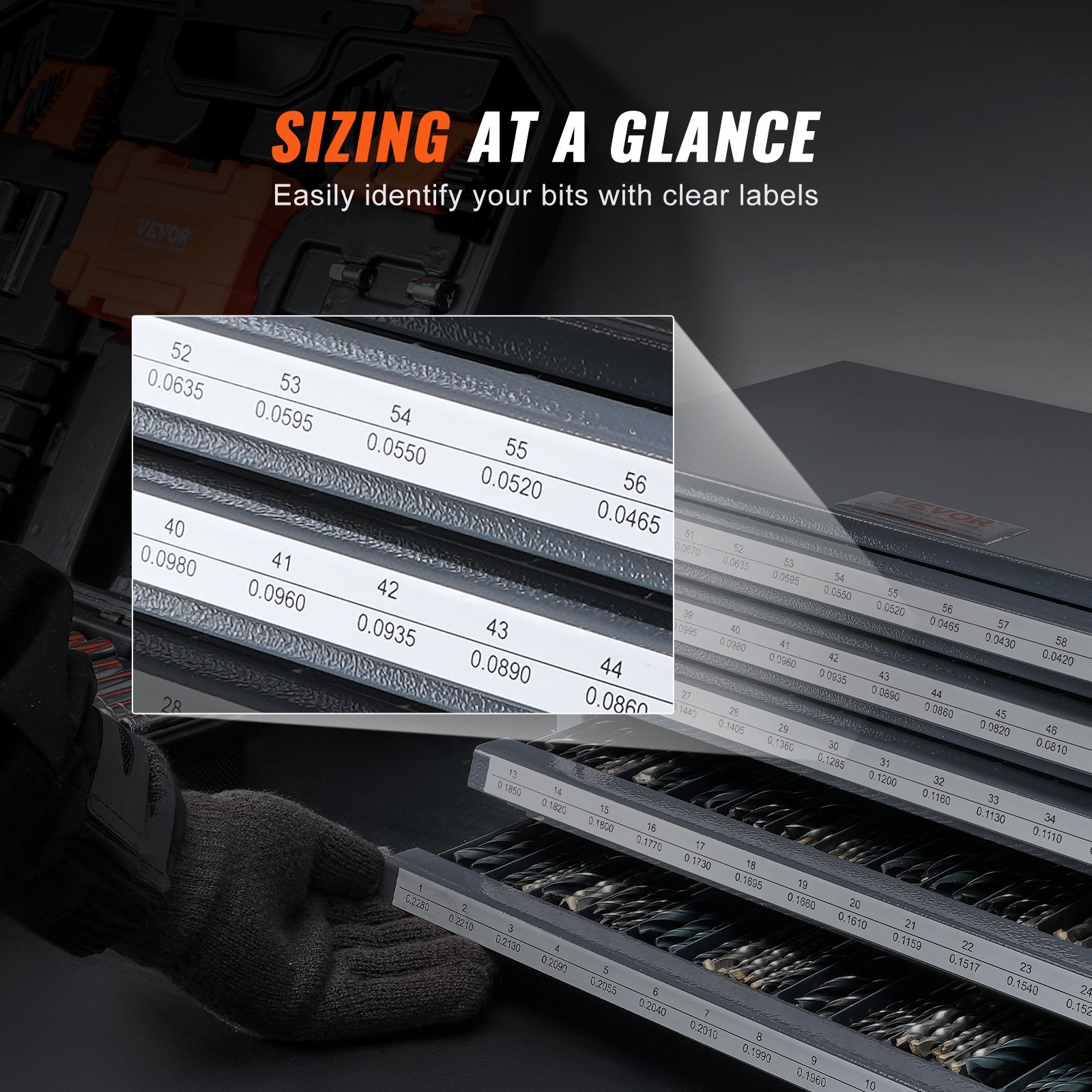 VEVOR Drill Bit Dispenser Cabinet, Five-Drawer Drill Bit Organizer ...