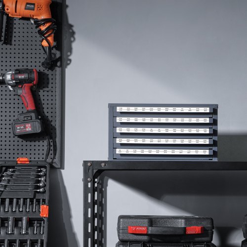 VEVOR Drill Bit Dispenser Cabinet, Five-Drawer Drill Bit Organizer ...