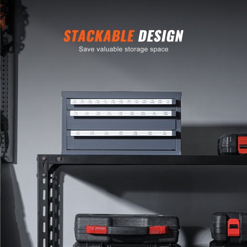 VEVOR Drill Bit Dispenser Cabinet, Three-Drawer Drill Bit Organizer ...