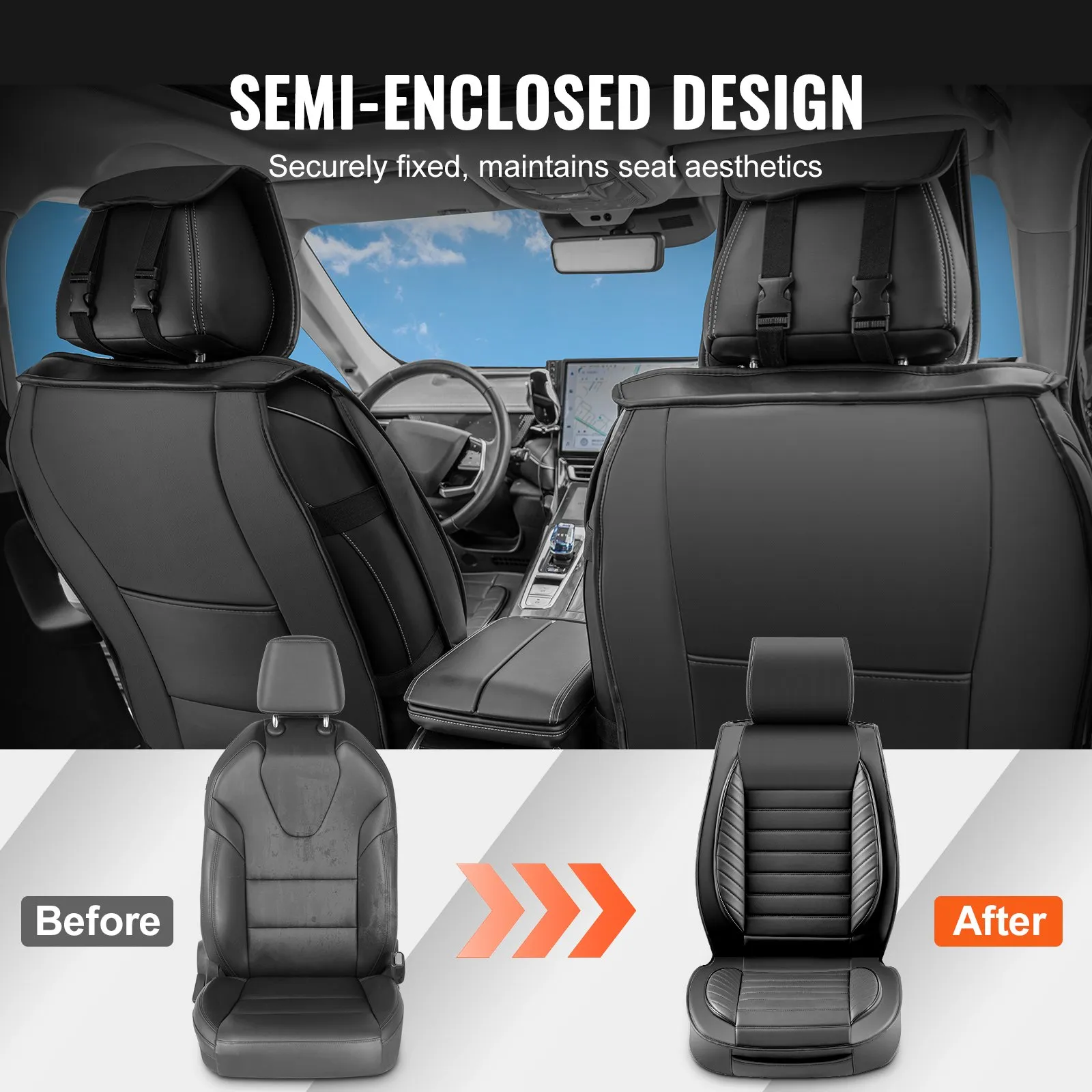 VEVOR Seat Covers, Universal Car Seat Covers Front Seats, 2pcs Faux ...