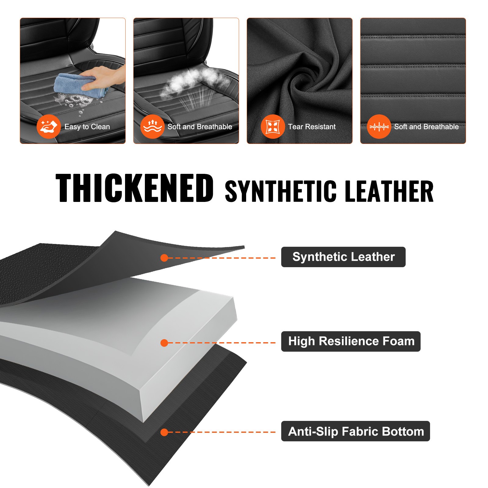 VEVOR Seat Covers, Universal Car Seat Covers Front Seats, 2pcs Faux ...