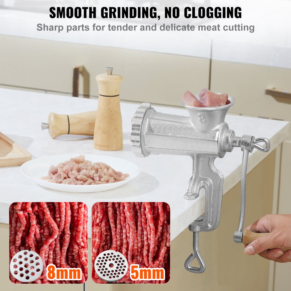 VEVOR Manual Meat Grinder, Heavy Duty Cast Iron Hand Meat Grinder with ...