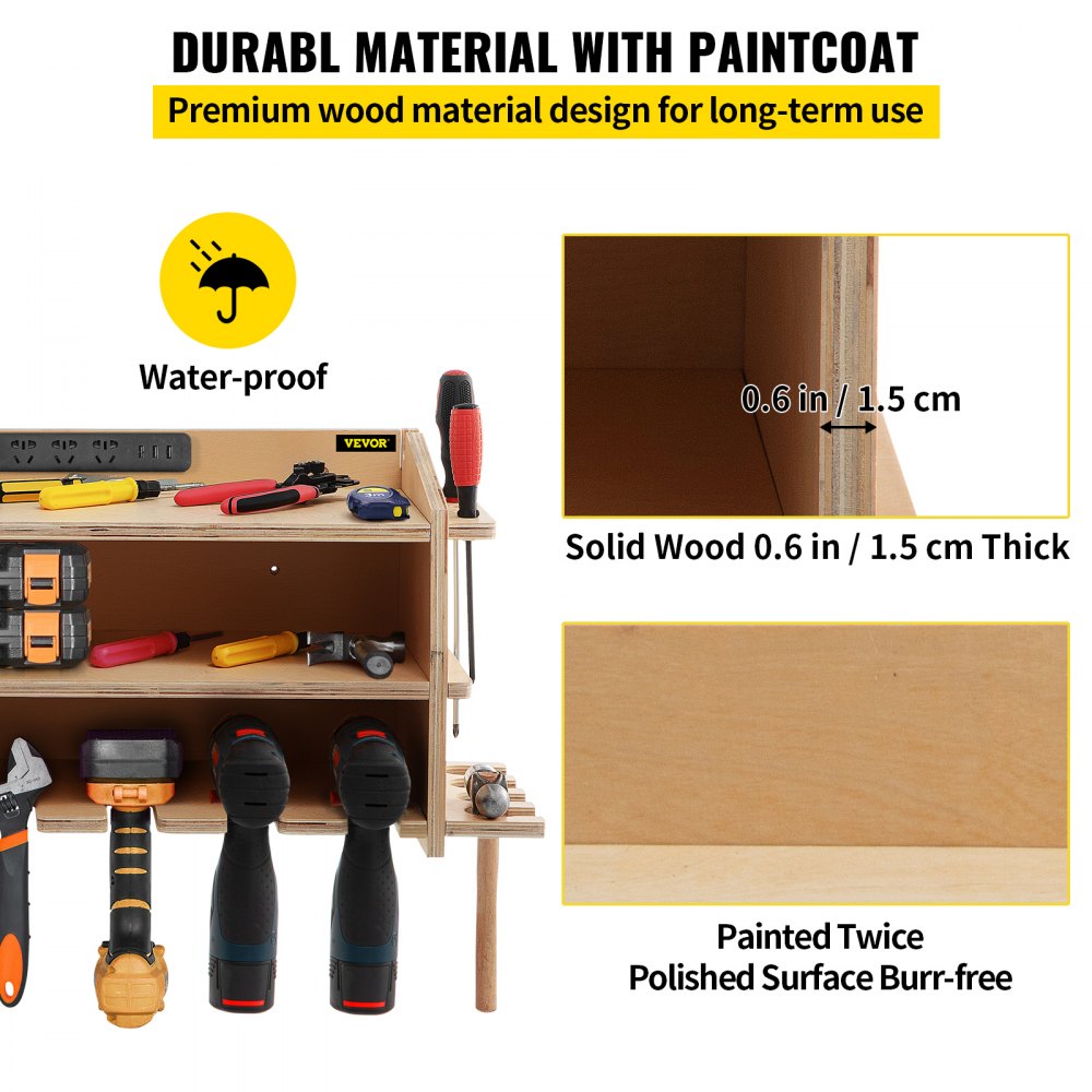 VEVOR Power Tool Organizer, Wall Mounted Drill Holder, 5 Drill Hanging ...