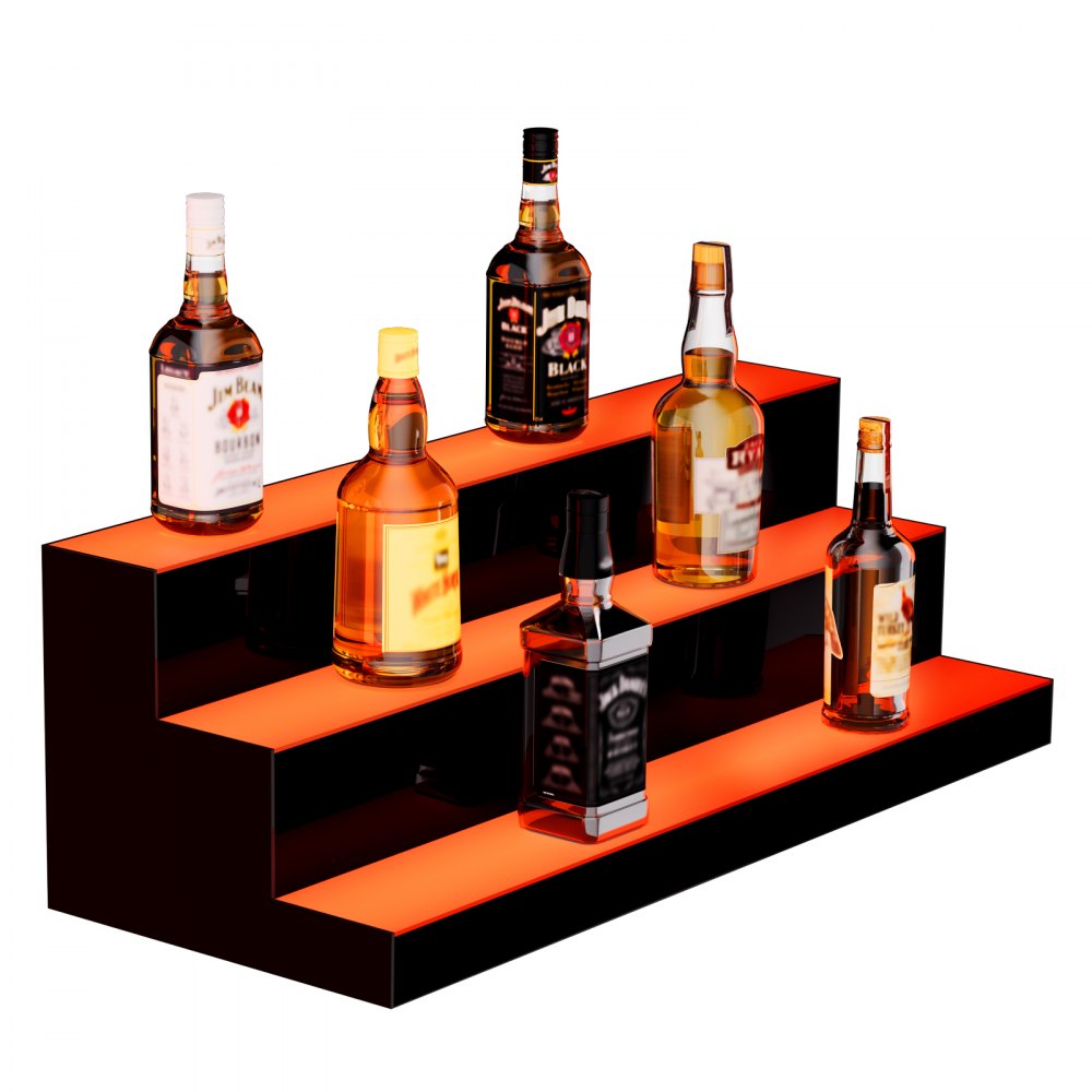 VEVOR LED Lighted Liquor Bottle Display, 3 Tiers 30 Inch Commercial ...