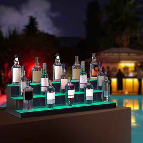 VEVOR LED Lighted Liquor Bottle Display, 3 Tiers 40 Inches, Illuminated ...