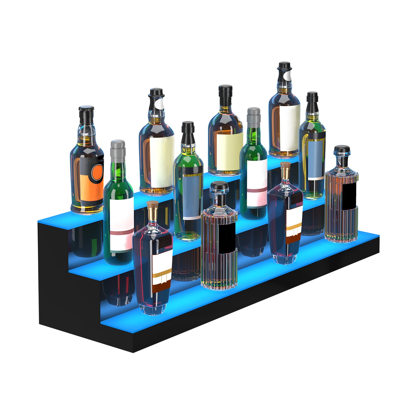 VEVOR LED Lighted Liquor Bottle Display, 3 Tiers 40 Inches, Illuminated ...