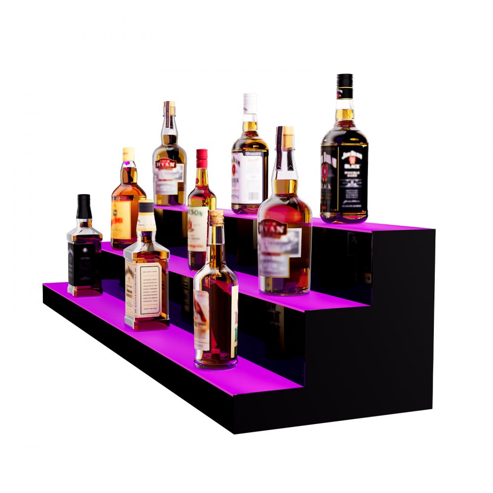 VEVOR Whiskey Display Shelves - 3 Tier 48" x 12" LED Bar