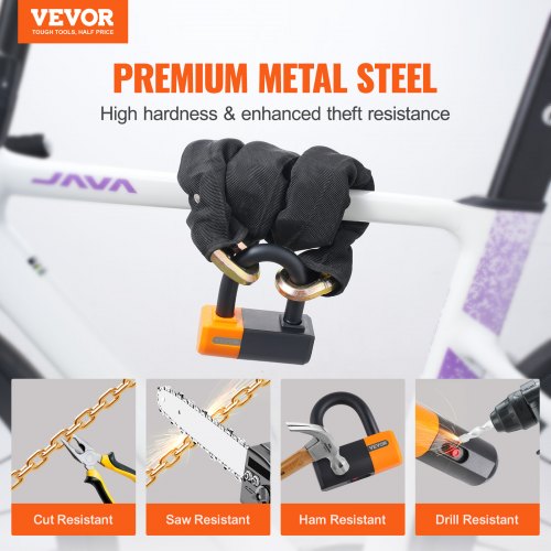 VEVOR Bike Chain Lock 3.28FT Heavy Duty Bike Lock Anti-Theft Bicycle ...
