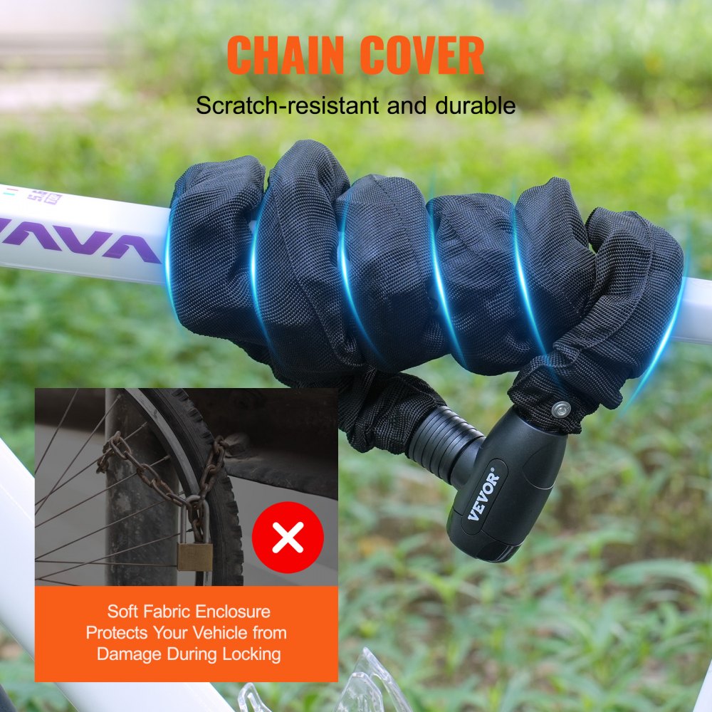 VEVOR Bike Chain Lock, 5.91 Ft Combination Bicycle Chain Lock with 4 ...