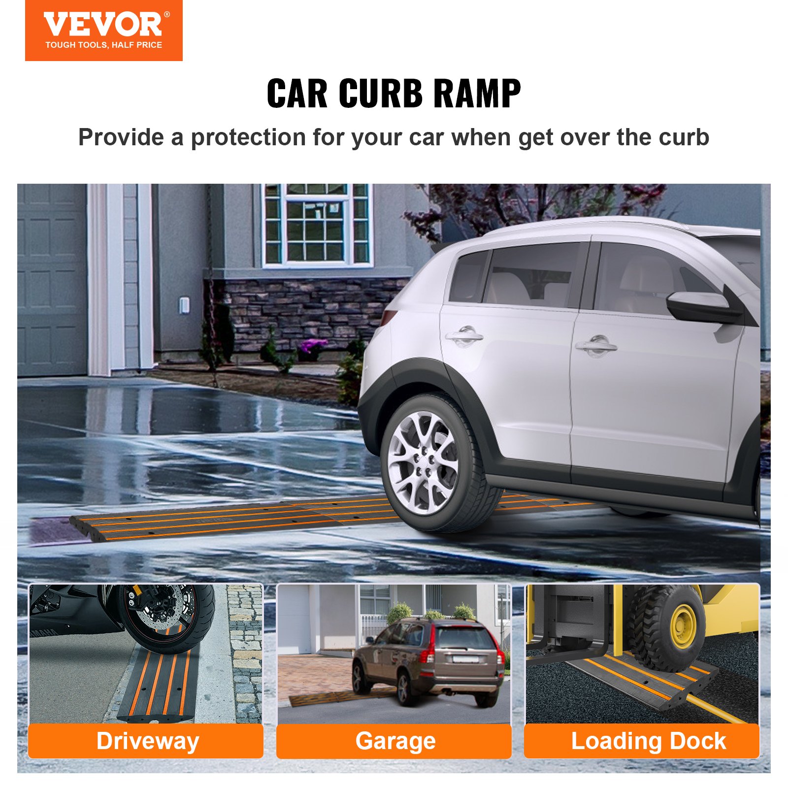 VEVOR VEVOR Curb Ramp, 6.5 cm Rise Rubber Driveway Ramps, Heavy Duty 15 ...
