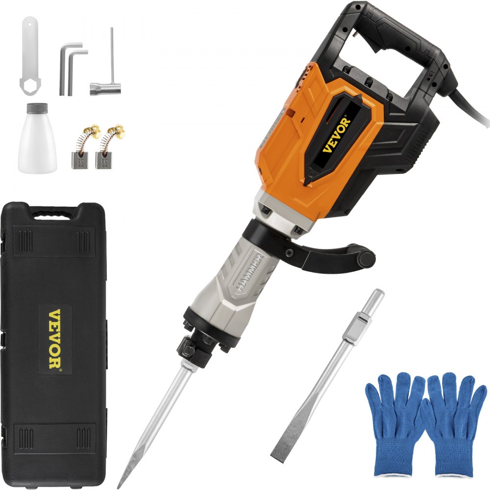 VEVOR Demolition Jack Hammer, 4500W 1800BPM, 1-1/8" Hex Heavy Duty ...