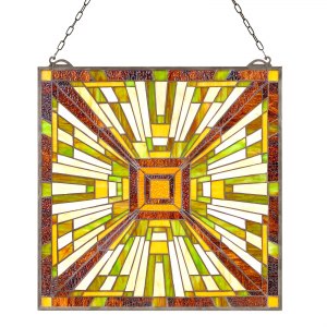 VEVOR Stained Glass Window Panel, 20 x 21 in, Tiffany Style Hanging ...