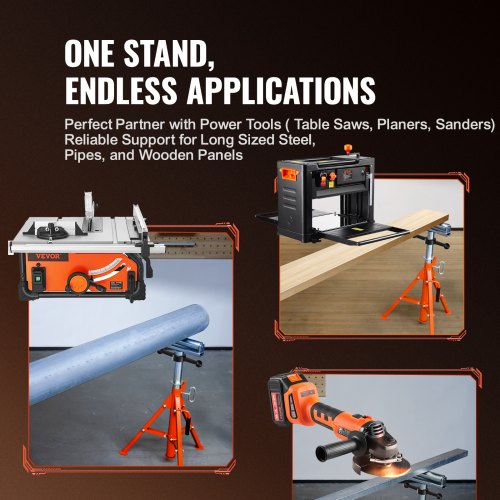 VEVOR Roller Stand 2500 LBS Load 27.6"-52" Height Adjustable 45# Steel ...