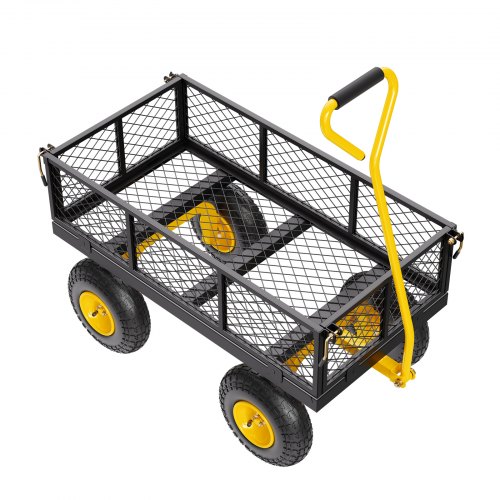 Vevor 500 Lbs Steel Garden Cart, Heavy Duty Pullable Cart with Wheels ...