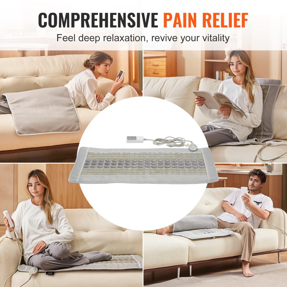 VEVOR Far Infrared Heating Pad 132 Natural Jade 54 Tourmaline Stone ...